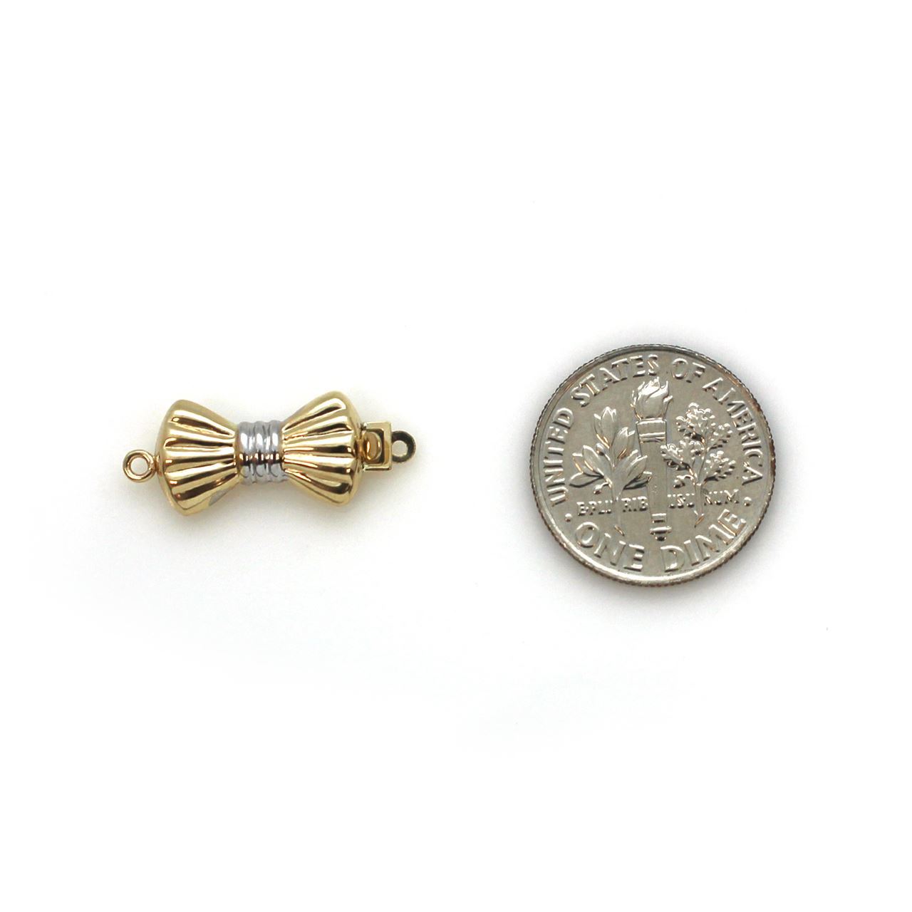14K Yellow and White Gold Bow Shaped Push Clasp|Jewelry Making Chains ...