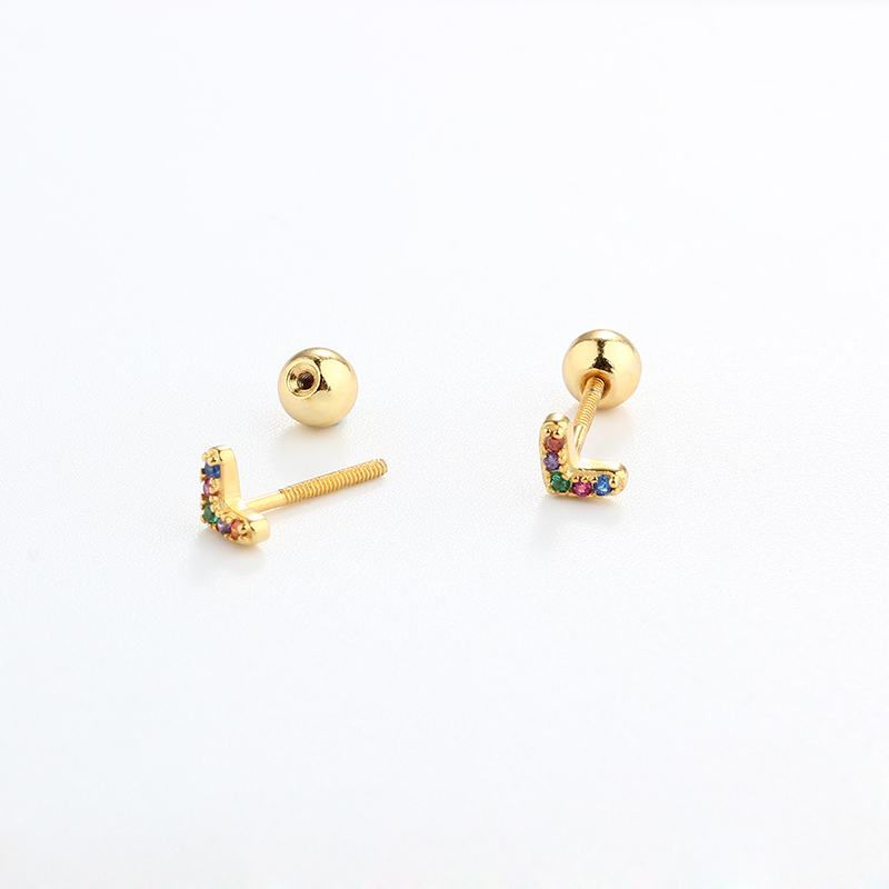 Wholesale Gold plated Sterling Silver V Shaped Studs with CZ Stones ...